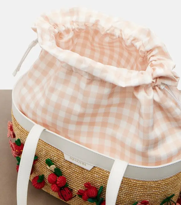 AQUAZZURA Botanica Medium Raffia Tote Bag