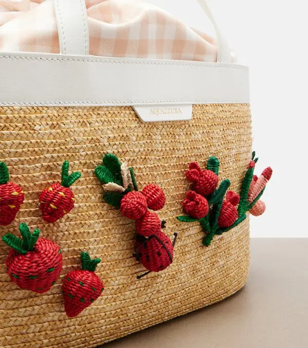 AQUAZZURA Botanica Medium Raffia Tote Bag