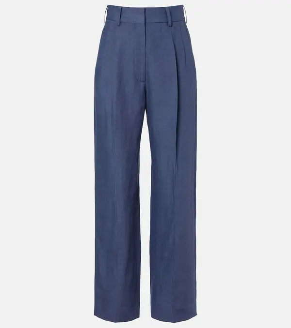 BLAZÉ MILANO Fox Linen Straight Pants - Blue