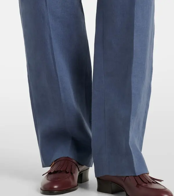 BLAZÉ MILANO Fox Linen Straight Pants - Blue