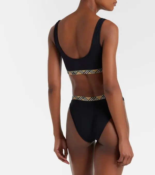 Burberry Check Bikini Bottom - Black