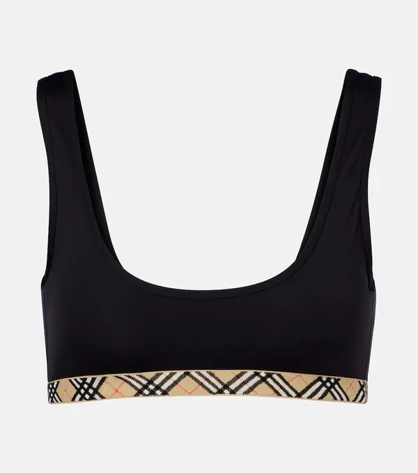 Burberry Check Trim Bikini Top - Black