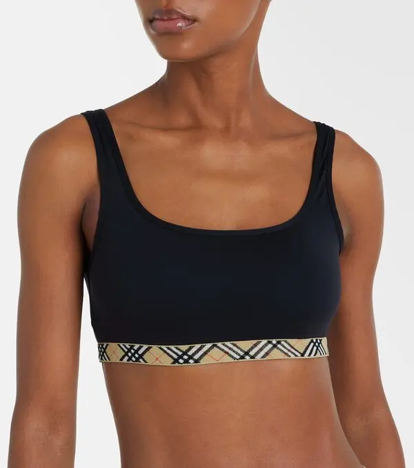 Burberry Check Trim Bikini Top - Black