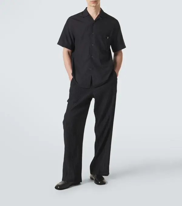 UMIT BENAN Havana Silk Bowling Shirt - Black