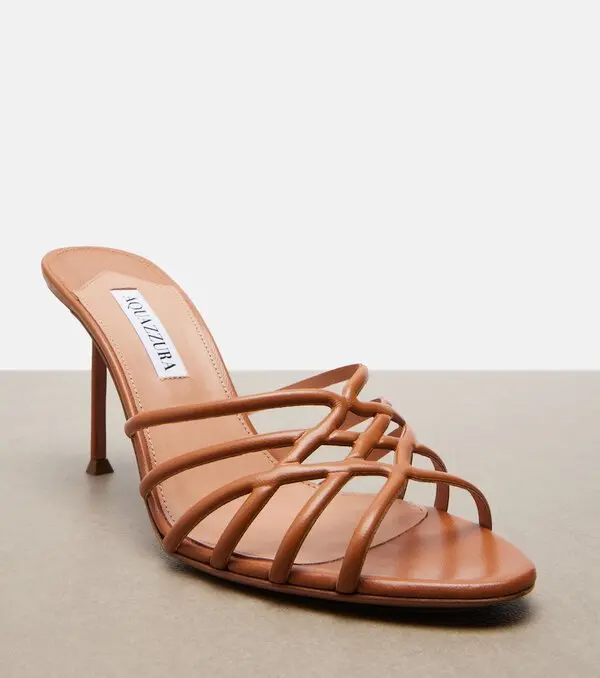 AQUAZZURA Wild Dream Leather Mules - Beige