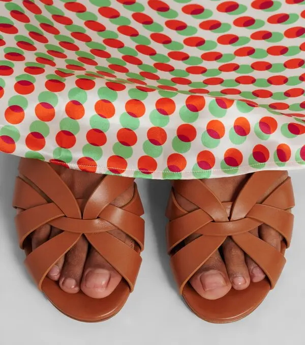 AQUAZZURA Copacabana Leather Slides - Brown