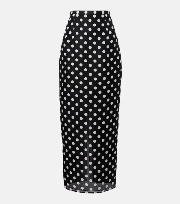 Khaite Winton Polka-dot Silk Maxi Skirt