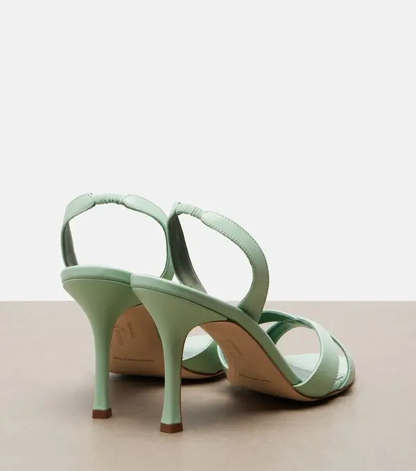 Manolo Blahnik Callasli Leather Slingback Sandals - Green