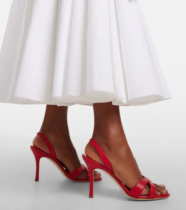 Manolo Blahnik Callasli Leather Slingback Sandals - Red