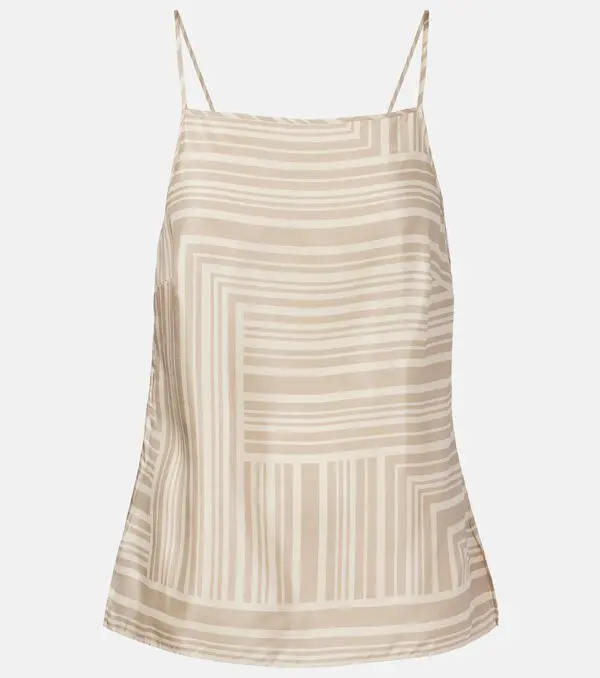 JOSEPH Stace Printed Silk Top - White