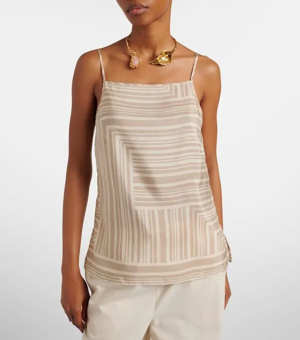 JOSEPH Stace Printed Silk Top - White