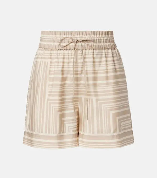 JOSEPH Laven Checked Silk Shorts - White