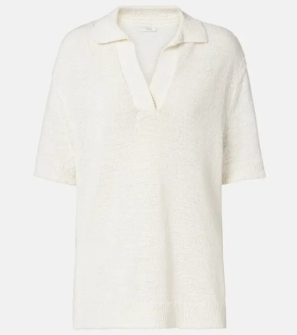 JOSEPH Rian Oversized Cotton-blend Polo Shirt - White