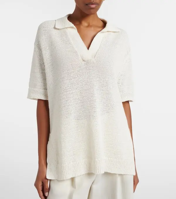 JOSEPH Rian Oversized Cotton-blend Polo Shirt - White