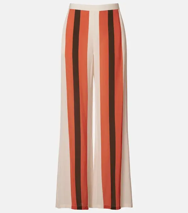 ADRIANA DEGREAS Striped Wide-leg Pants - Orange