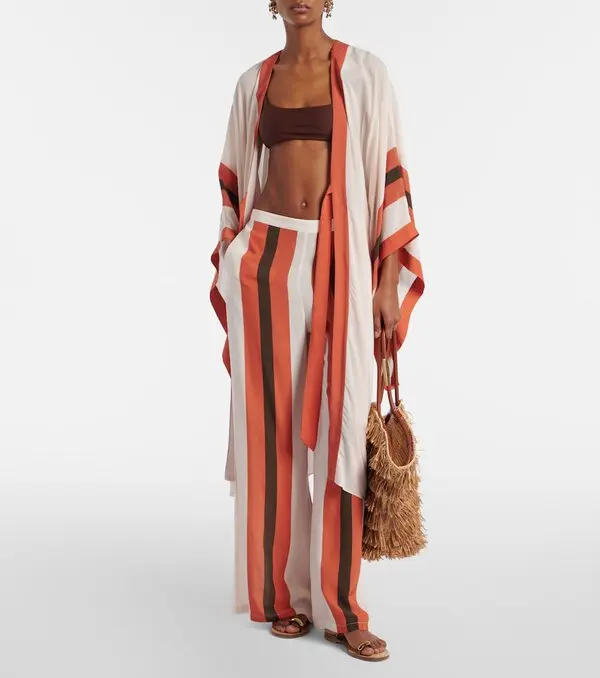 ADRIANA DEGREAS Striped Wide-leg Pants - Orange