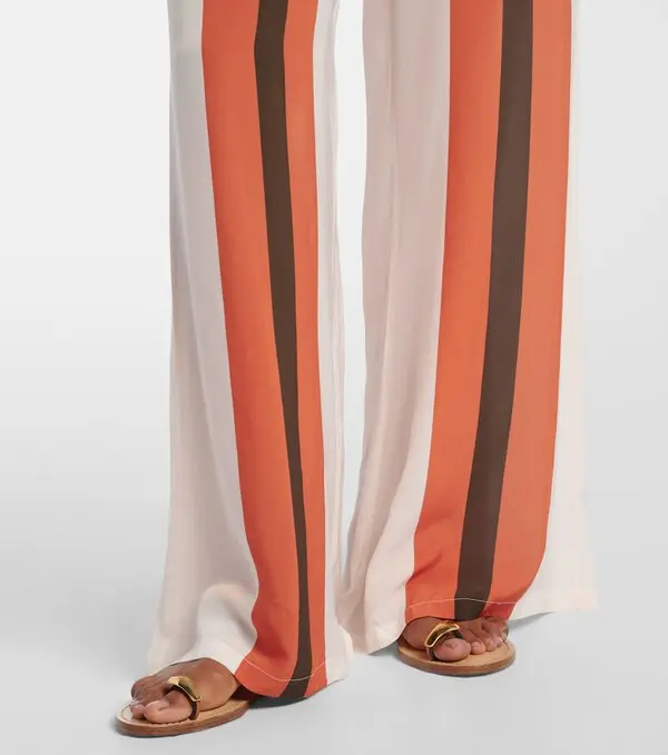 ADRIANA DEGREAS Striped Wide-leg Pants - Orange