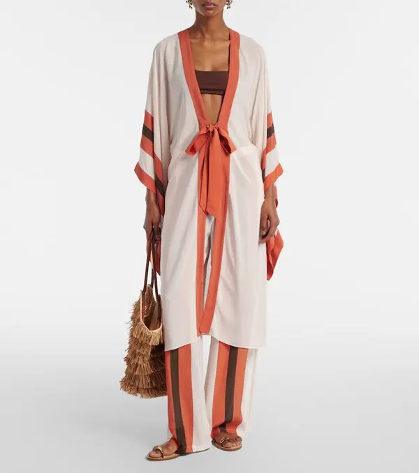 ADRIANA DEGREAS Striped Kaftan - Orange