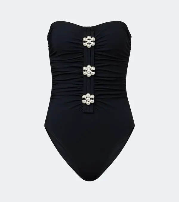 KARLA COLLETTO Embellished Strapless One-piece Swimsuit - Black
