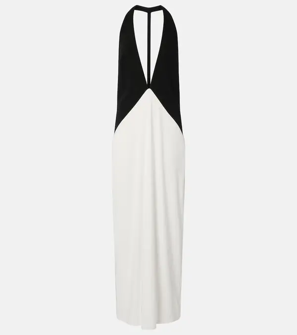 ADRIANA DEGREAS Halterneck Jersey Maxi Dress - Black
