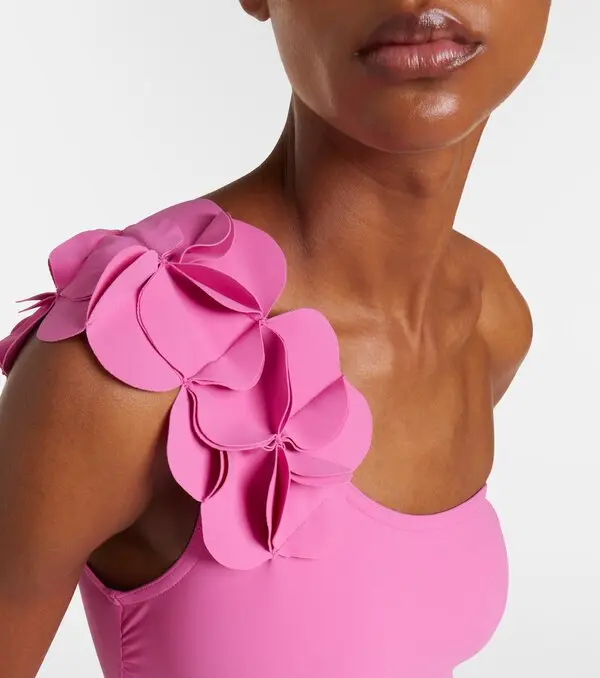 KARLA COLLETTO Tess One-shoulder Floral-appliqué Swimsuit - Pink