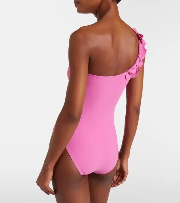 KARLA COLLETTO Tess One-shoulder Floral-appliqué Swimsuit - Pink