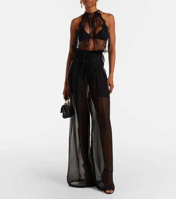 Dolce & Gabbana Sheer Silk Wide-leg Pants