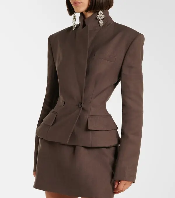 Magda Butrym Peplum Linen Blazer - Brown
