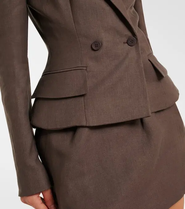 Magda Butrym Peplum Linen Blazer - Brown