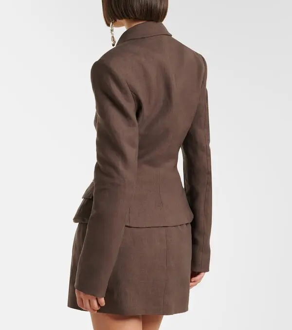 Magda Butrym Peplum Linen Blazer - Brown