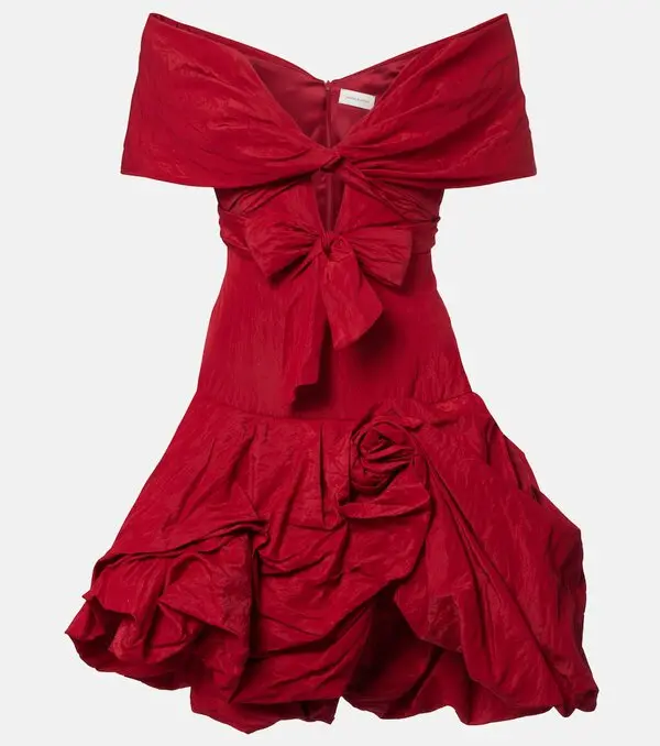 Magda Butrym Off-shoulder Cotton-blend Taffeta Minidress - Red