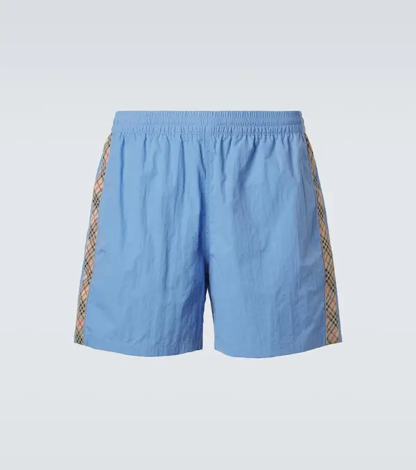 Burberry Check Swim Trunks - Blue