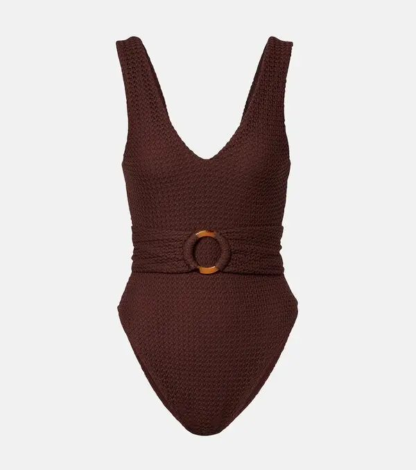 MONTCE Kim Belted Crochet Swimsuit - Brown
