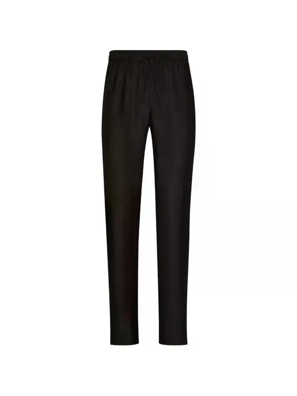 Dolce & Gabbana Silk Jogging Pants With Dg Embroidered Patch - Black