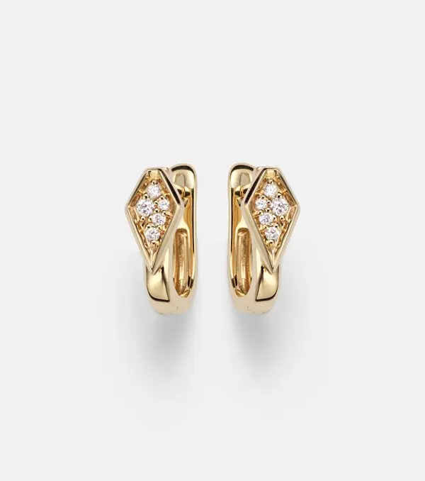 STONE AND STRAND Knife Edge Kite Diamond Huggie Earrings - Gold