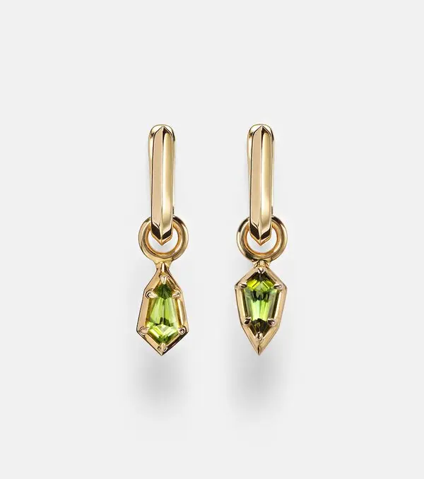 STONE AND STRAND 14kt Yellow Hoop Earrings With Tourmaline - Gold