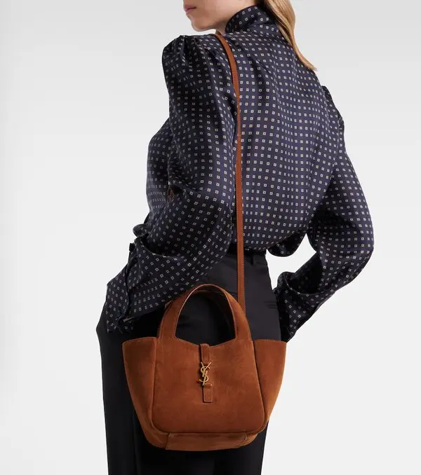 Saint Laurent Le 5 À 7 Suede Shoulder Bag - Brown