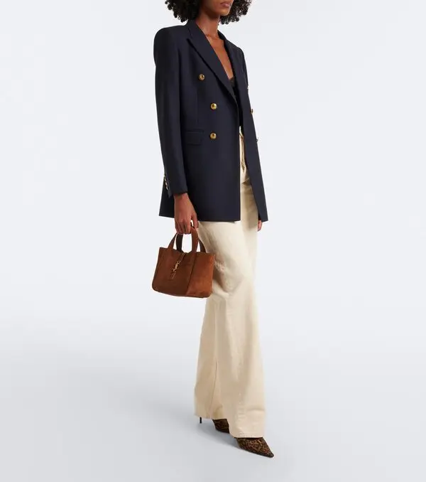 Saint Laurent Le 5 À 7 Suede Shoulder Bag - Brown