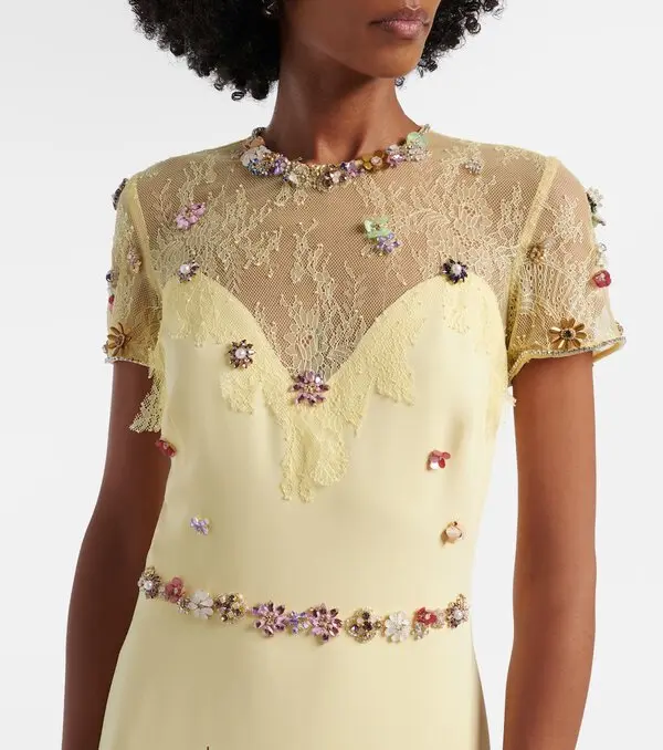 Costarellos Embellished Sequined Crêpe Gown
