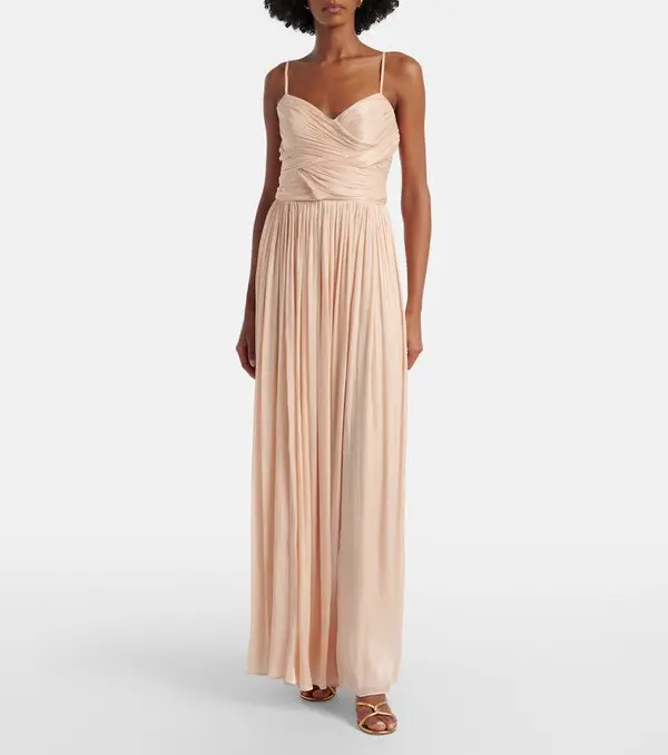 Costarellos Sireen Caped Embellished Gown