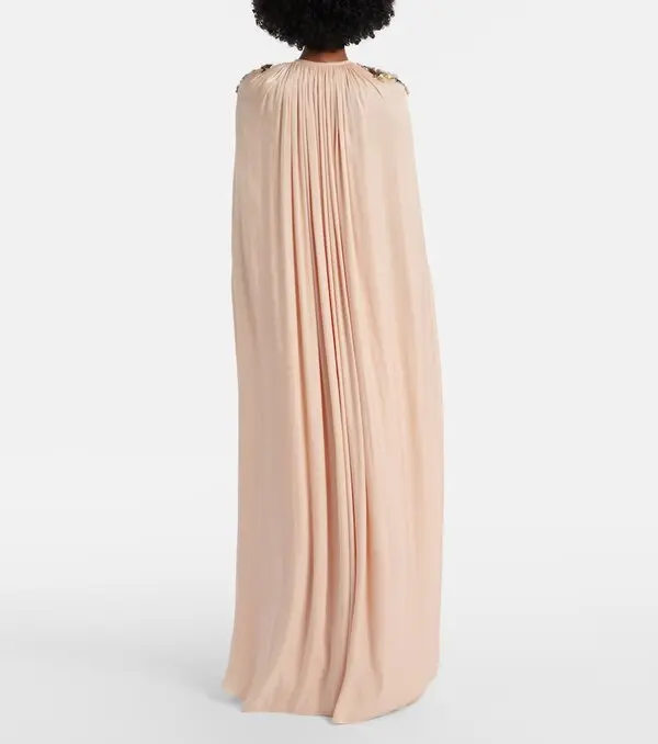 Costarellos Sireen Caped Embellished Gown