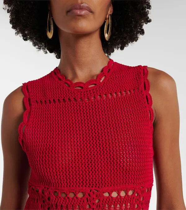 Erdem Cotton Crochet Midi Dress - Red