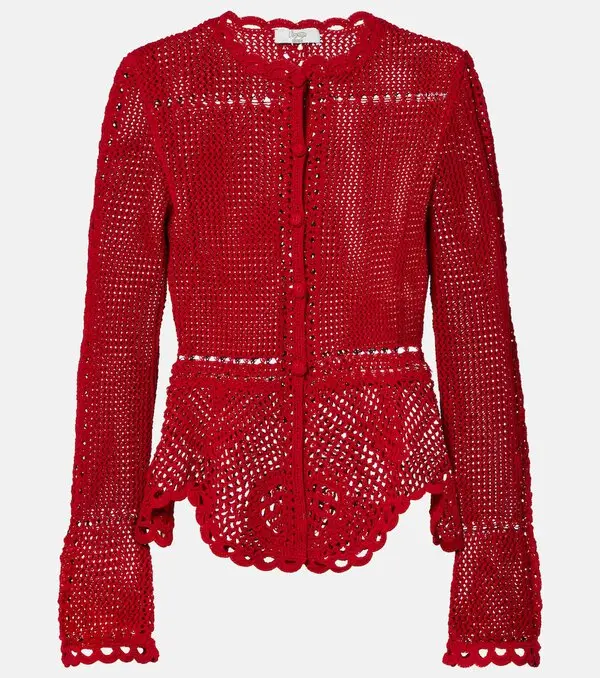 Erdem Crochet Cotton Cardigan - Red