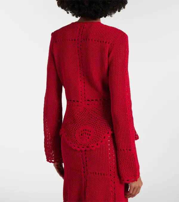 Erdem Crochet Cotton Cardigan - Red