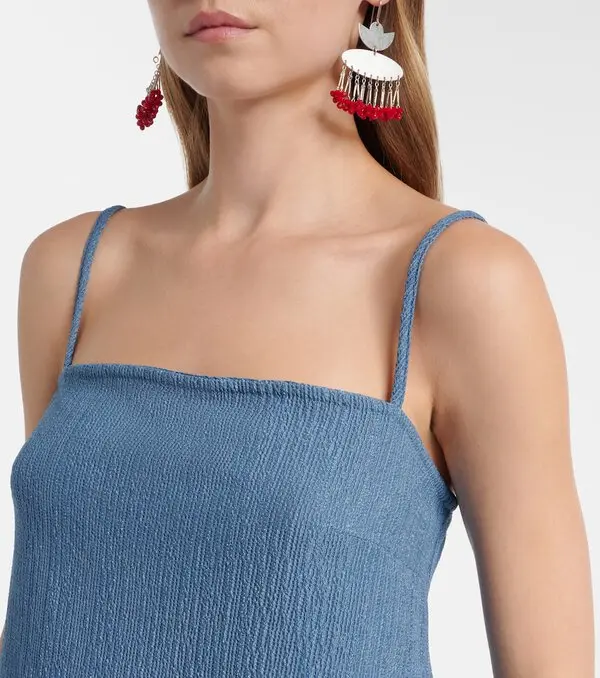 Jade Swim Iris Seersucker Top - Blue