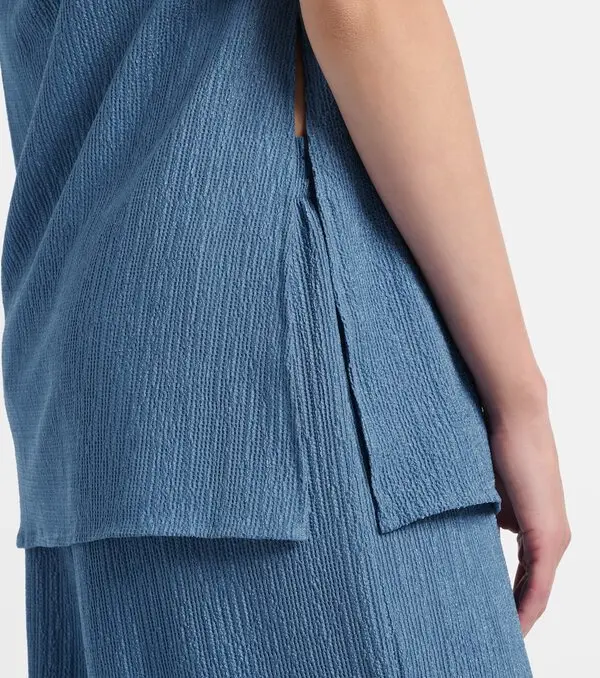 Jade Swim Iris Seersucker Top - Blue