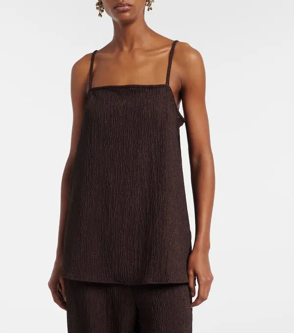 Jade Swim Seersucker Top - Brown