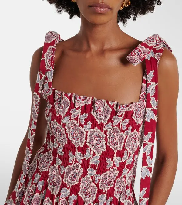 erdem red lace dress Floral Lace Tulle Sleeveless Midi Dress