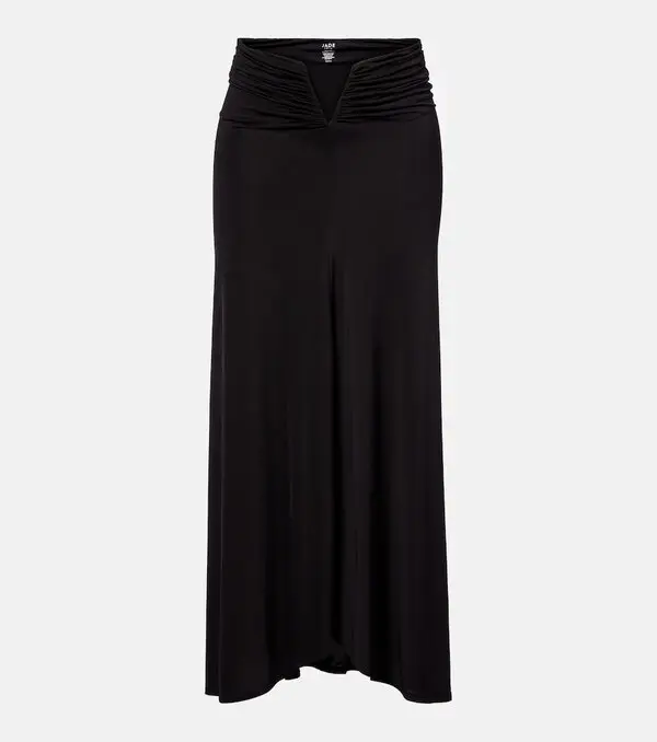 Jade Swim Skyla Ruched Jersey Maxi Skirt - Black