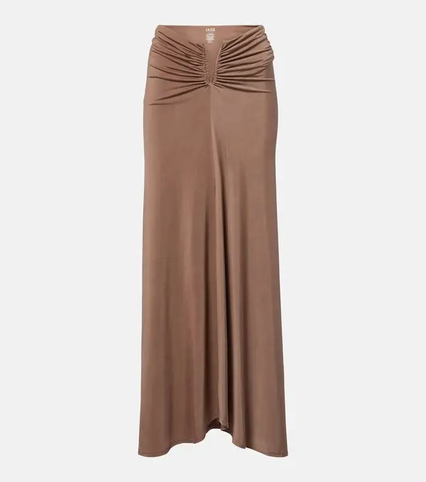 Jade Swim Skyla Ruched Jersey Maxi Skirt - Brown
